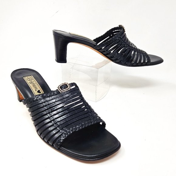 Brighton | Shoes | Brighton Size 8n Black Freddi Leather Strappy Slip ...